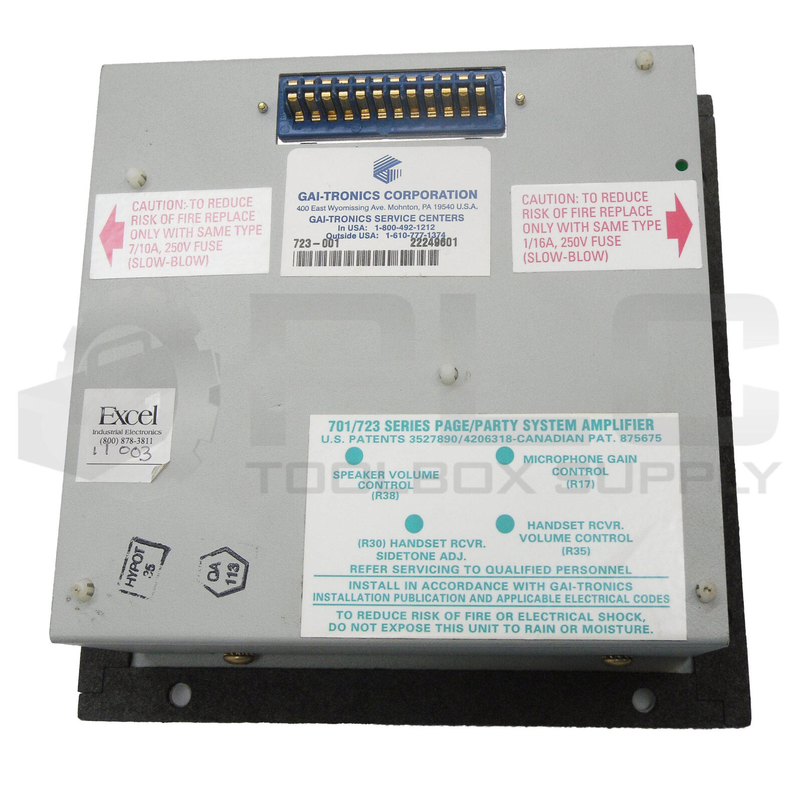 NEW GAI-TRONICS 723-001 REMOTE HANDSET/SPEAKER AMPLIFIER 120VAC 50-60HZ 0.46A - PLC Toolbox Supply