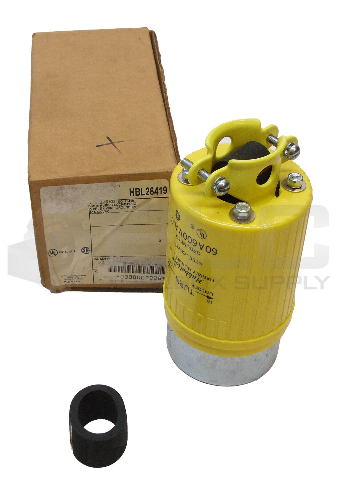 NEW HUBBELL HBL26419 3 POLE POWER PLUG 4 WIRE 60A 600VAC 26419 - PLC ...