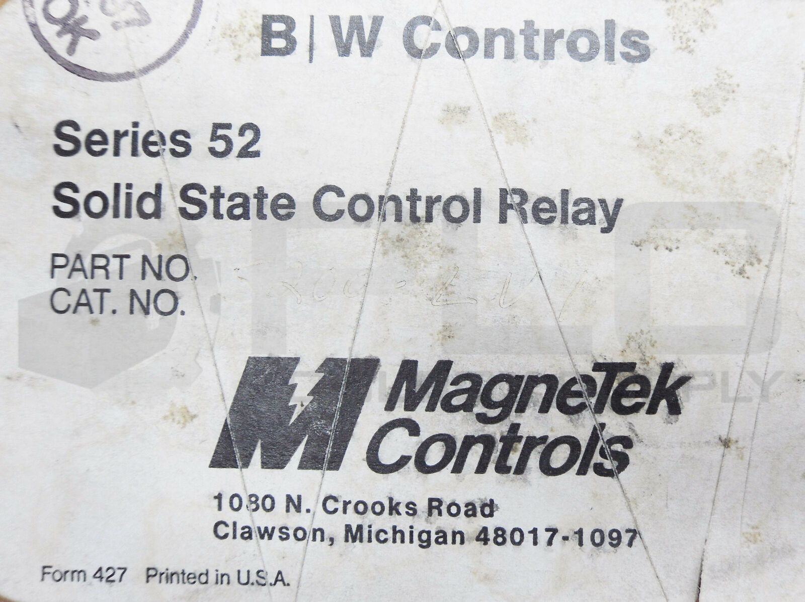 MAGNETEK CONTROLS SERIES 52 SOLID STATE RELAY - PLC Toolbox Supply
