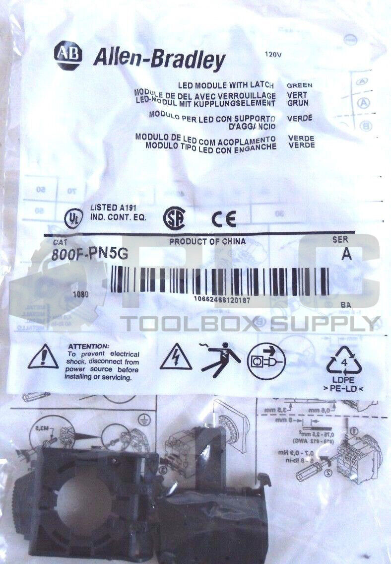 NEW ALLEN BRADLEY 800F-PN5G LED MODULE WITH LATCH - PLC Toolbox Supply