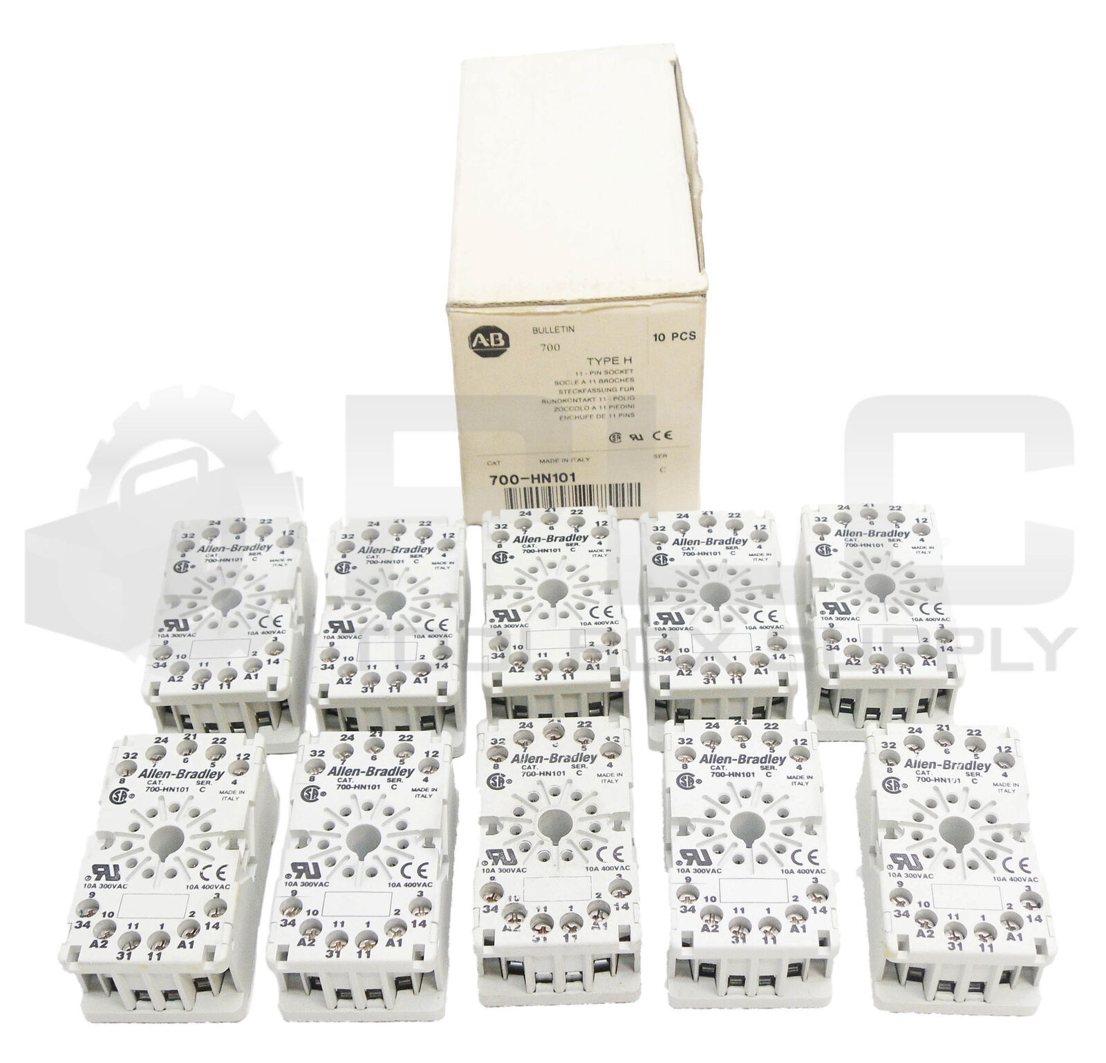 NEW BOX OF 10 ALLEN BRADLEY 700-HN101 /C 11-PIN SOCKET 10A 300-400VAC ...