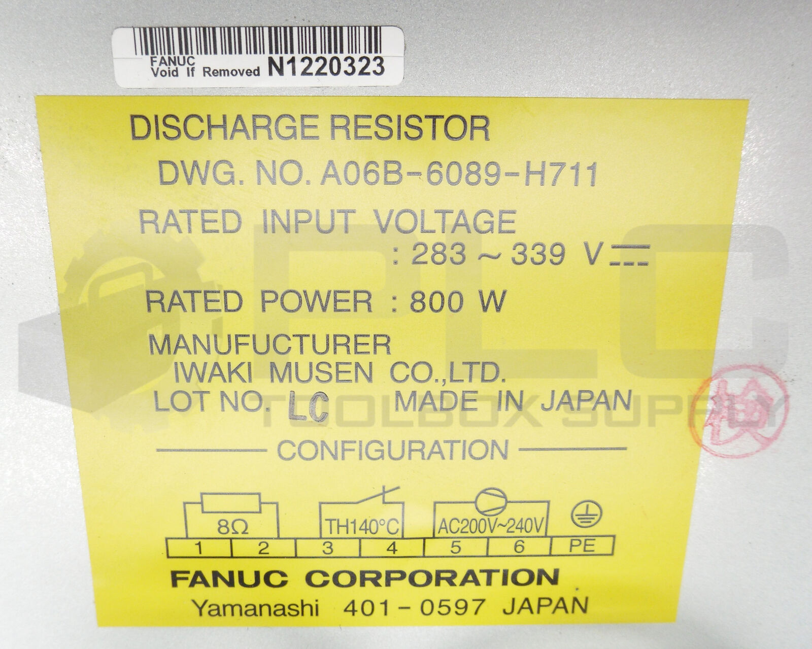 NEW FANUC A06B-6089-H711 DISCHARGE RESISTOR 283~339V 800W - PLC Toolbox Supply
