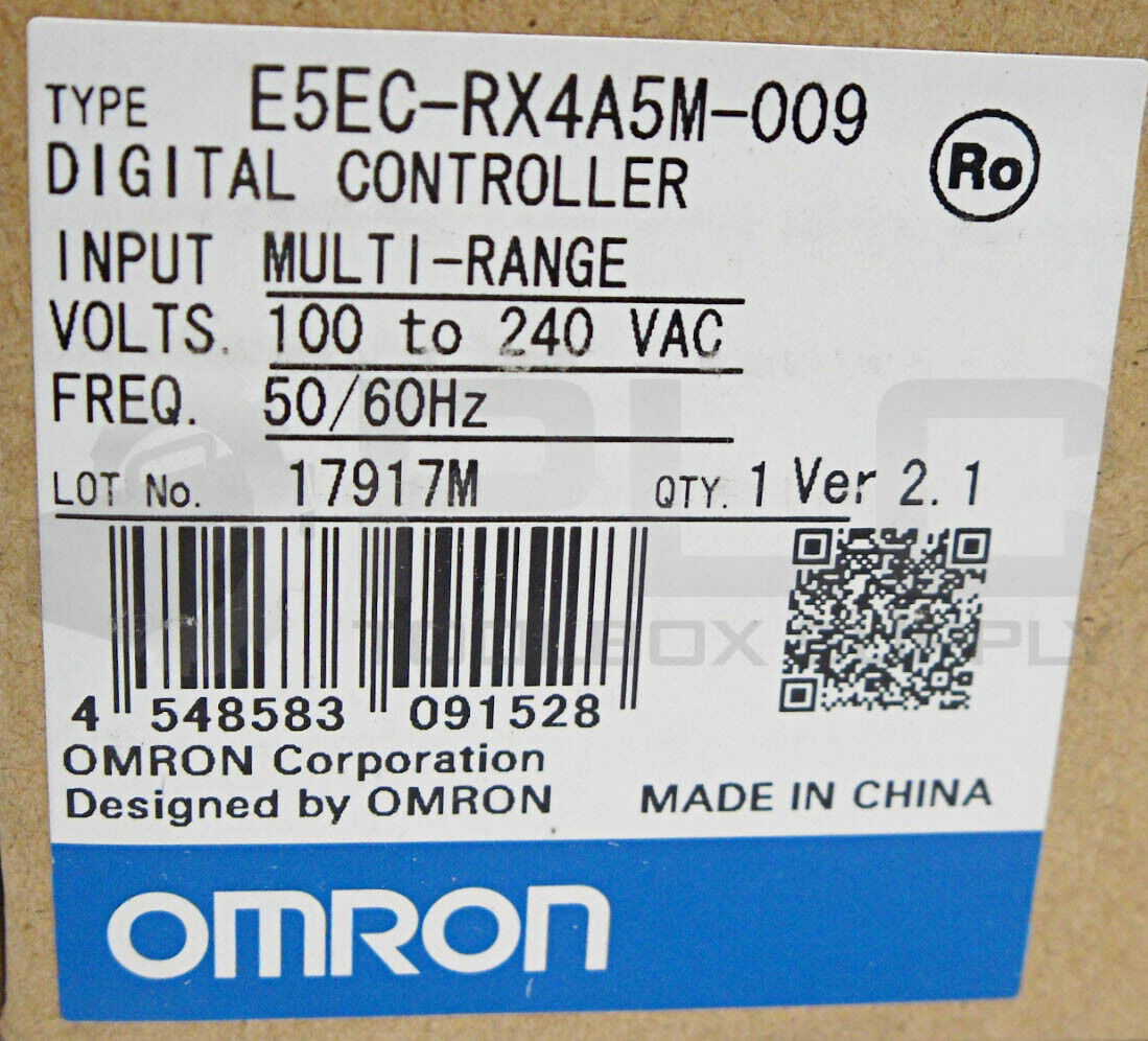 NEW OMRON E5EC-RX4A5M-009 DIGITAL CONTROLLER, MULT-RANGE, 100-240VAC 50/60Hz - PLC Toolbox Supply