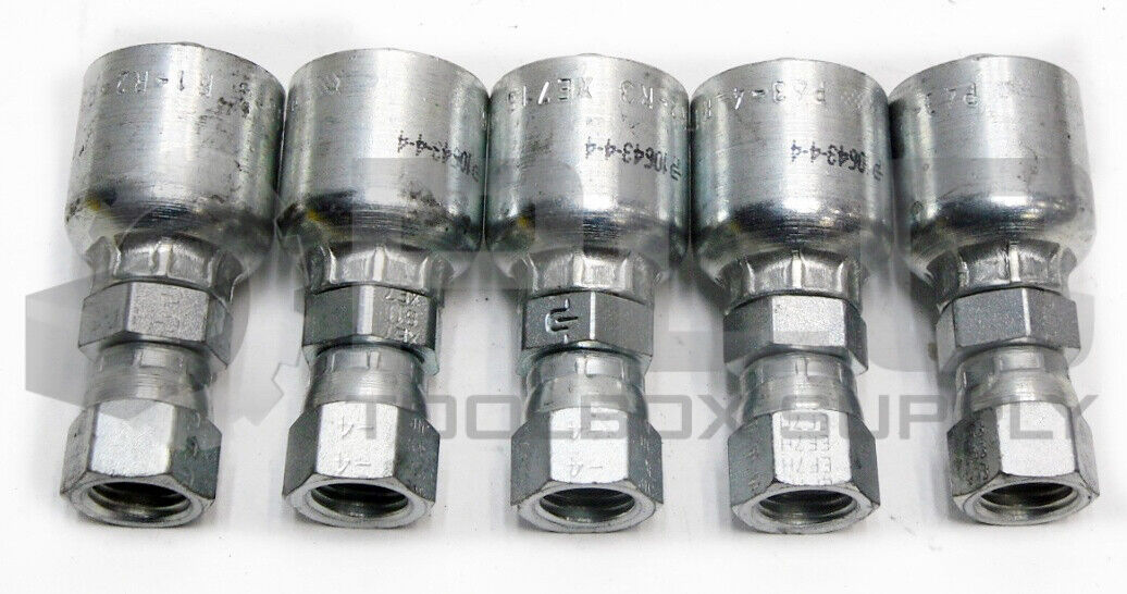 LOT OF 5 NEW PARKER 10643-4-4 HYDRAULIC FITTING 1/4'' HOSE X 1/4 ...