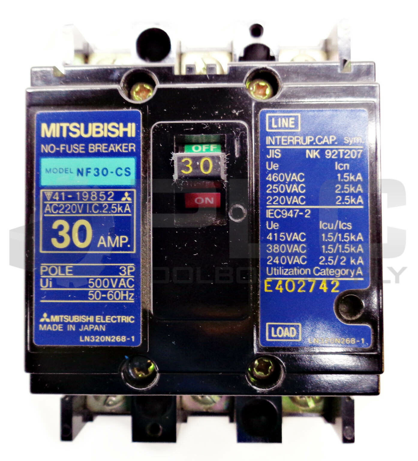 NEW MITSUBISHI NF30-CS NO-FUSE CIRCUIT BREAKER 30 AMP 500VAC 50-60 HZ ...