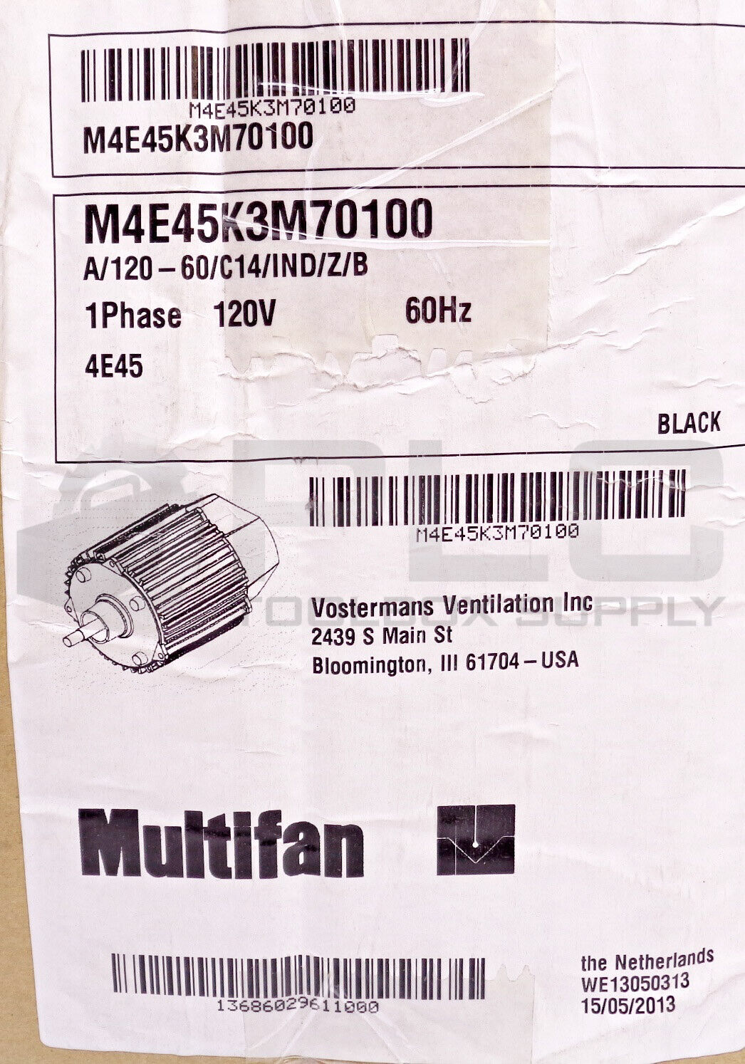 NEW MULTIFAN M4E45K3M70100 FAN MOTOR 120V 60HZ PHASE 1 - PLC Toolbox Supply