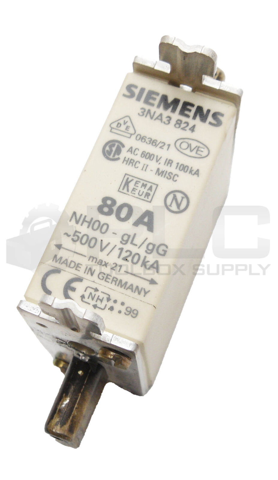 LOT OF 3 SIEMENS 3NA3824 FUSE LINK 80A NH00-gL/gG 500V/120kA 3NA3 824 ...