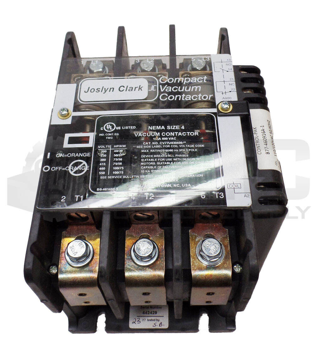 NEW JOSLYN CLARK CV77U030406-** COMPACT VACUUM CONTACTOR W/ B77-460916A ...