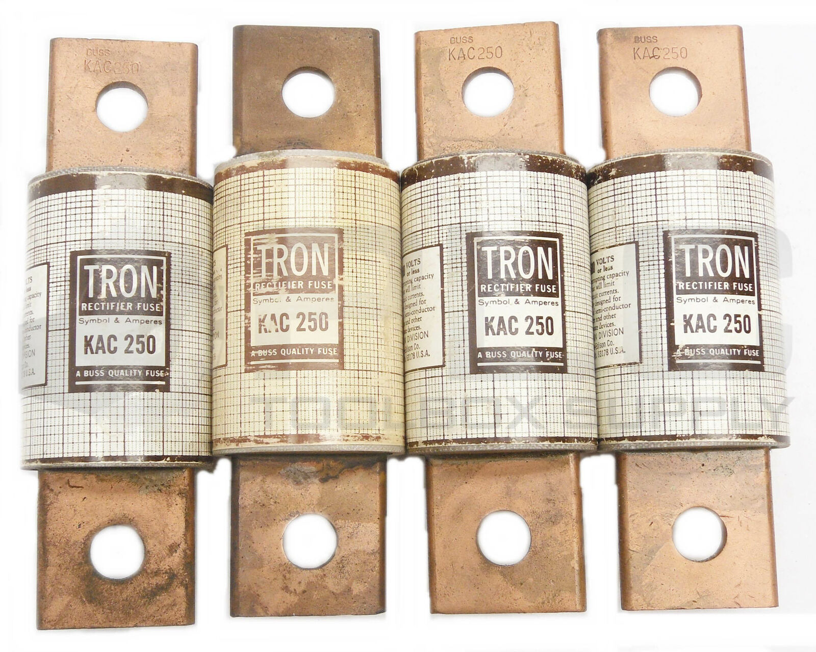LOT OF 4 NEW BUSSMAN TRON KAC 250 RECITIFER FUSE 600V 250A KAC250 - PLC ...