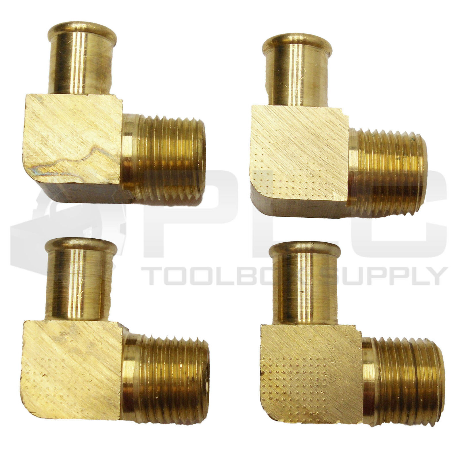 LOT OF 4 NEW PARKER 5/8 x 1/2 NPT HOSE BARB 90 DEGREE ELBOW BRASS FITTING - PLC Toolbox Supply