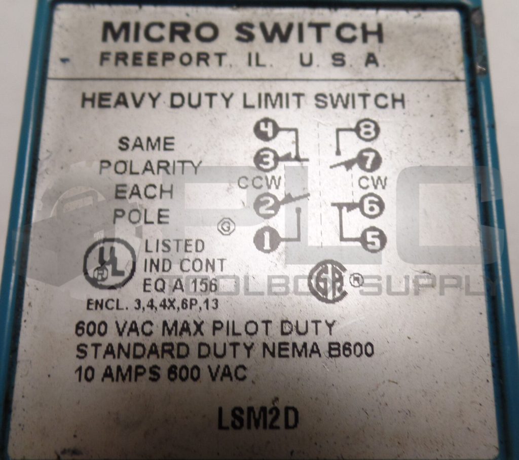 MICRO SWITCH LSM2D LIMIT SWITCH 10AMP 600 VAC - PLC Toolbox Supply