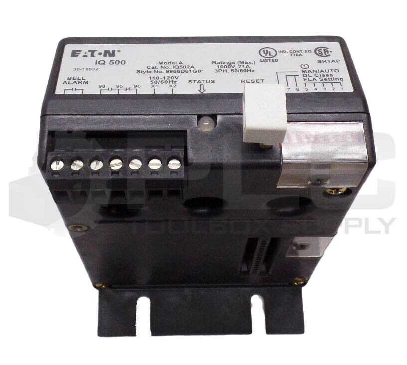 NEW EATON IQ502A MOTOR PROTECTION RELAY MODEL A 1000V 71A 50/60HZ ...