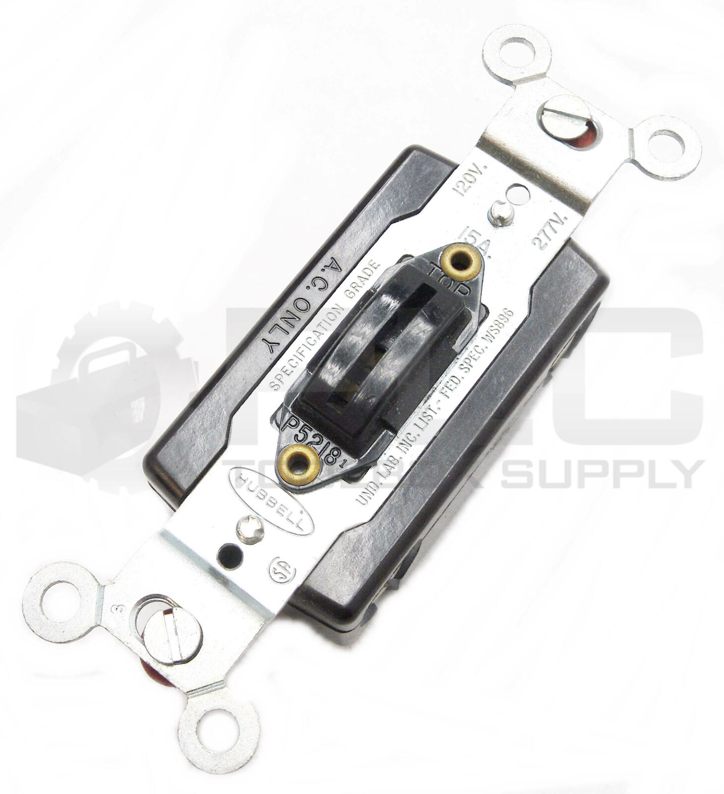 NEW HUBBELL 1202-L LOCKING A.C. FLUSH TOGGLE SWITCH DOUBLE POLE 15A 120 ...