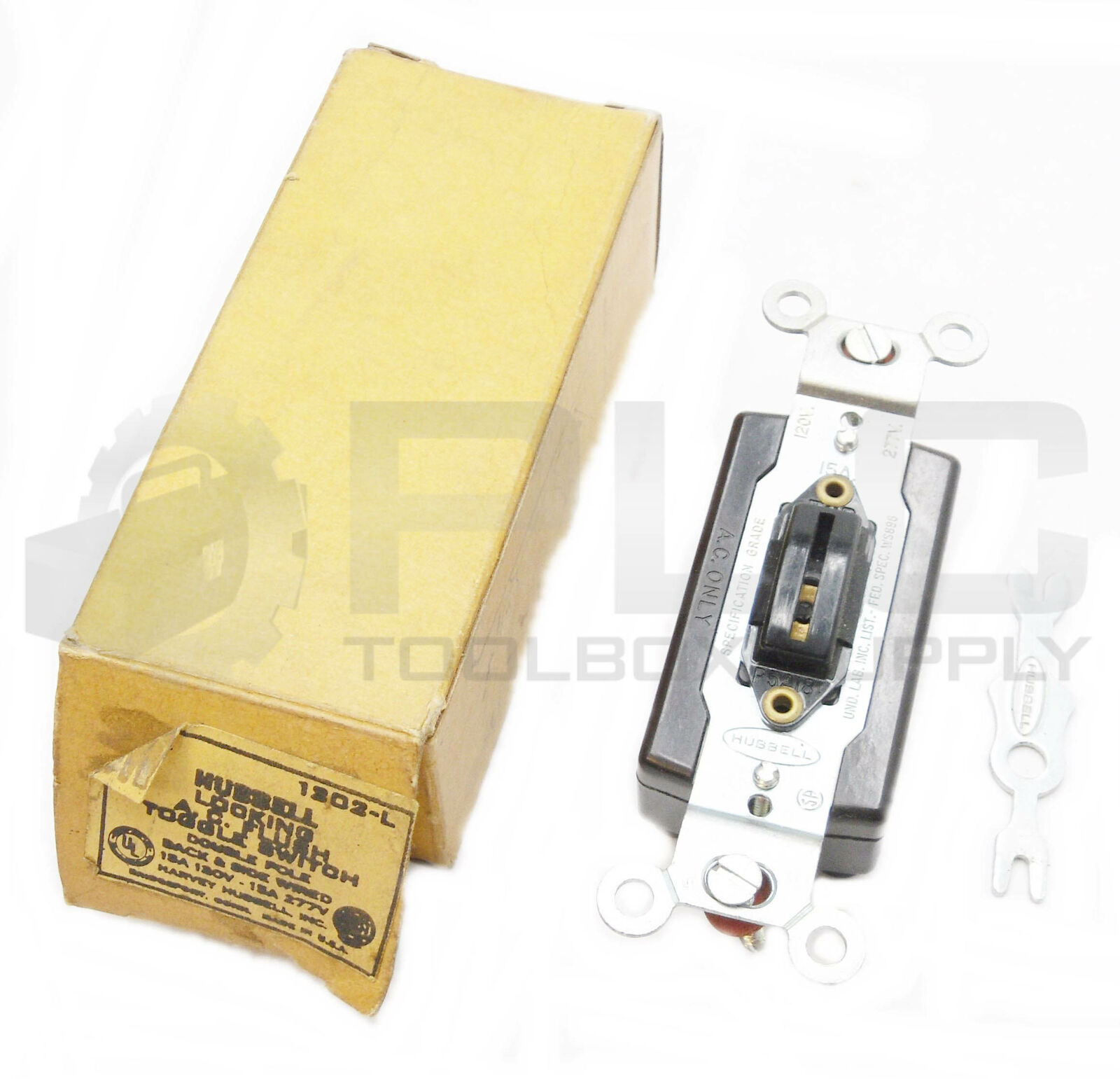 NEW HUBBELL 1202-L LOCKING A.C. FLUSH TOGGLE SWITCH DOUBLE POLE 15A 120 ...