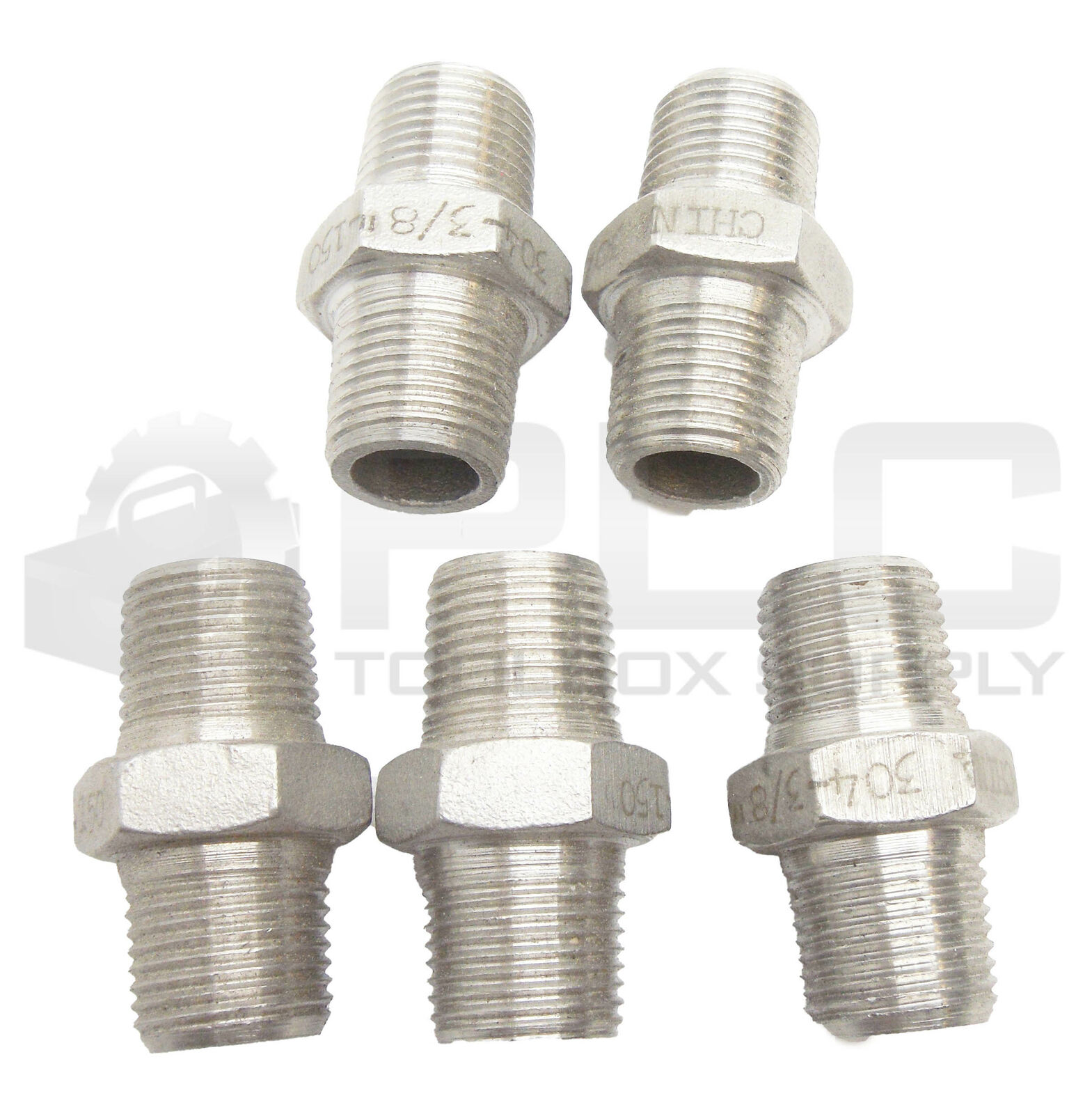 LOT OF 5 NEW 304-3/8"-150 THREADED PIPE FITTING - PLC Toolbox Supply