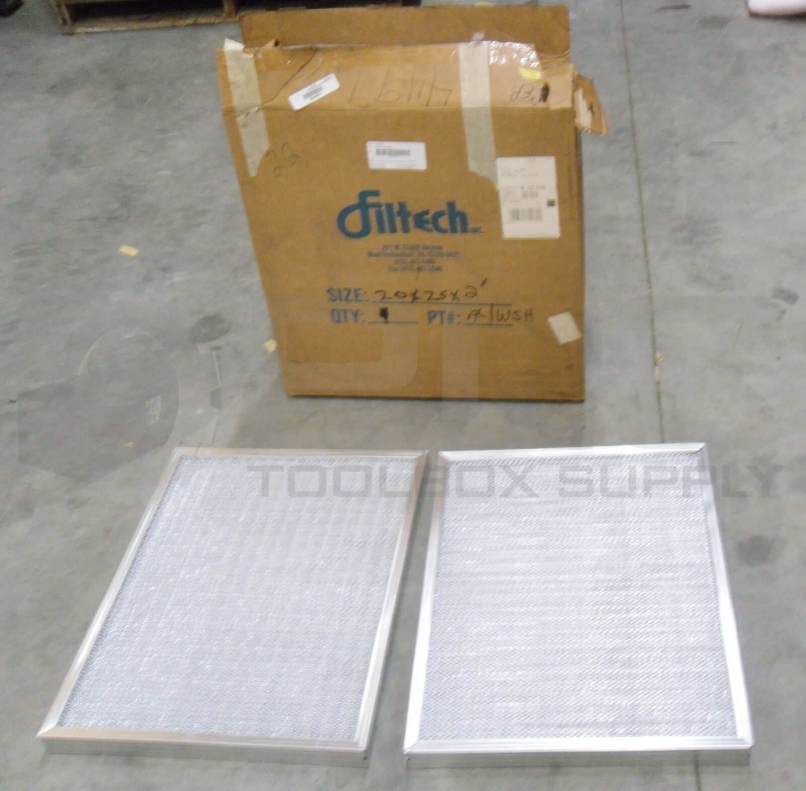NEW BOX OF 2 FILTECH 20X25X2 AIR FILTERS - PLC Toolbox Supply