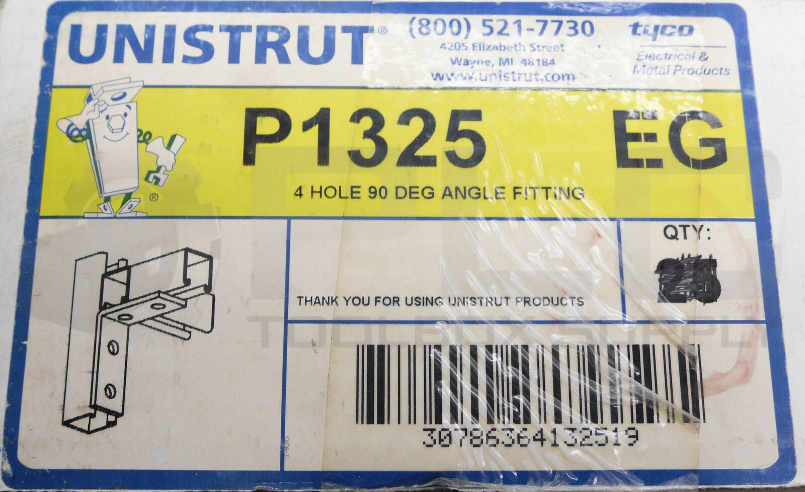 NEW BOX OF 4 UNISTRUT P1325 4 HOLE 90 DEG ANGLE FITTING - PLC Toolbox ...