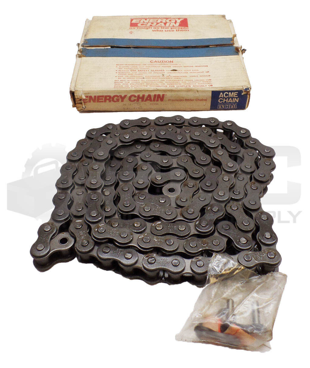 NEW ACME CHAIN 30350 ROLLER CHAIN 80 RIV 10′ 1" PITCH - PLC Toolbox Supply