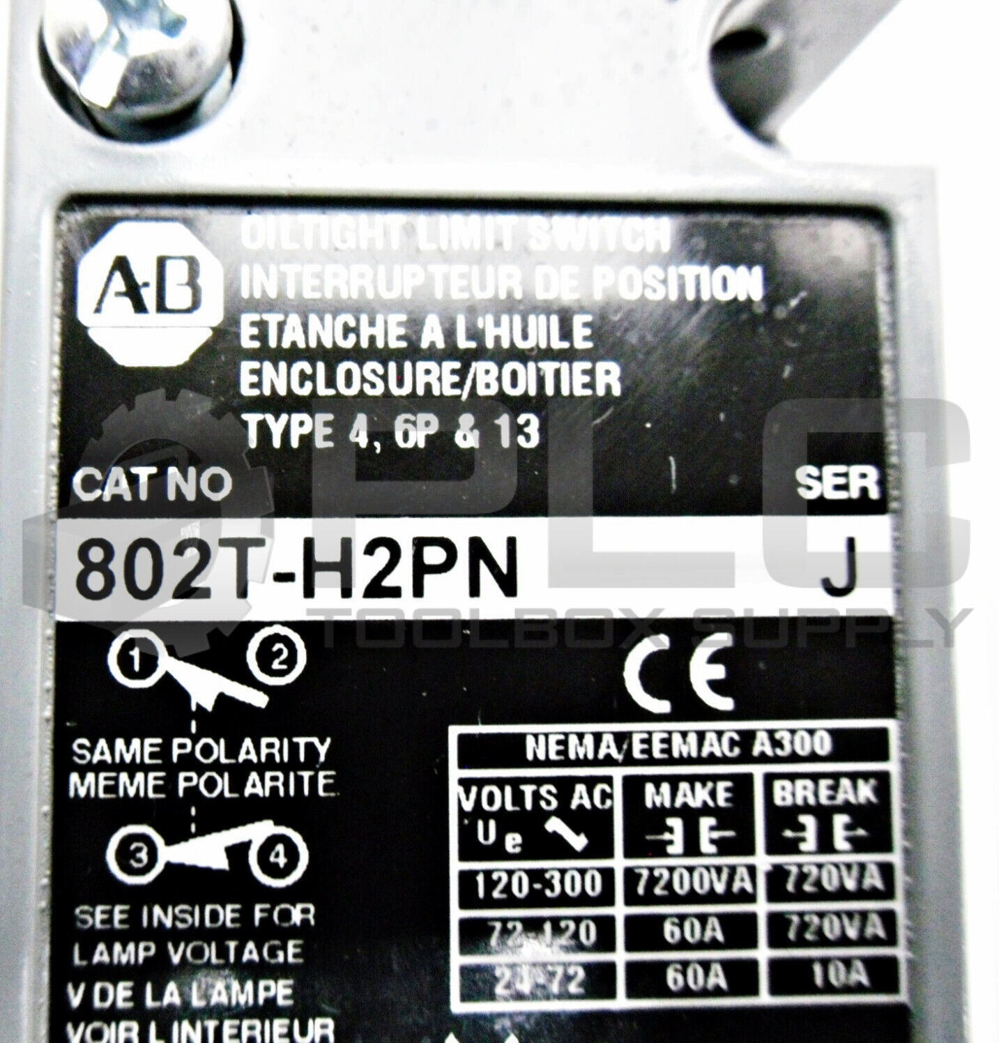 NEW ALLEN BRADLEY 802T-H2PN SER. J OILTIGHT LIMIT SWITCH - PLC Toolbox ...