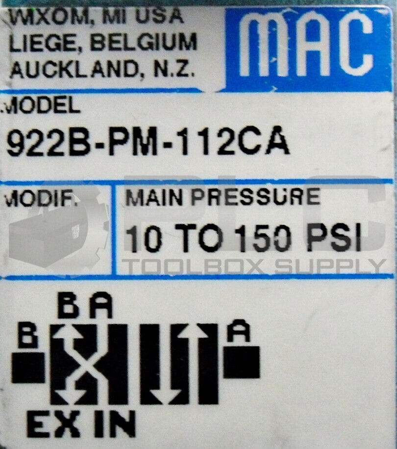 NEW MAC 922B-PM-112CA BASE 10-150PSI w/ (2) PME-112CAAA SOLENOID VALVE ...