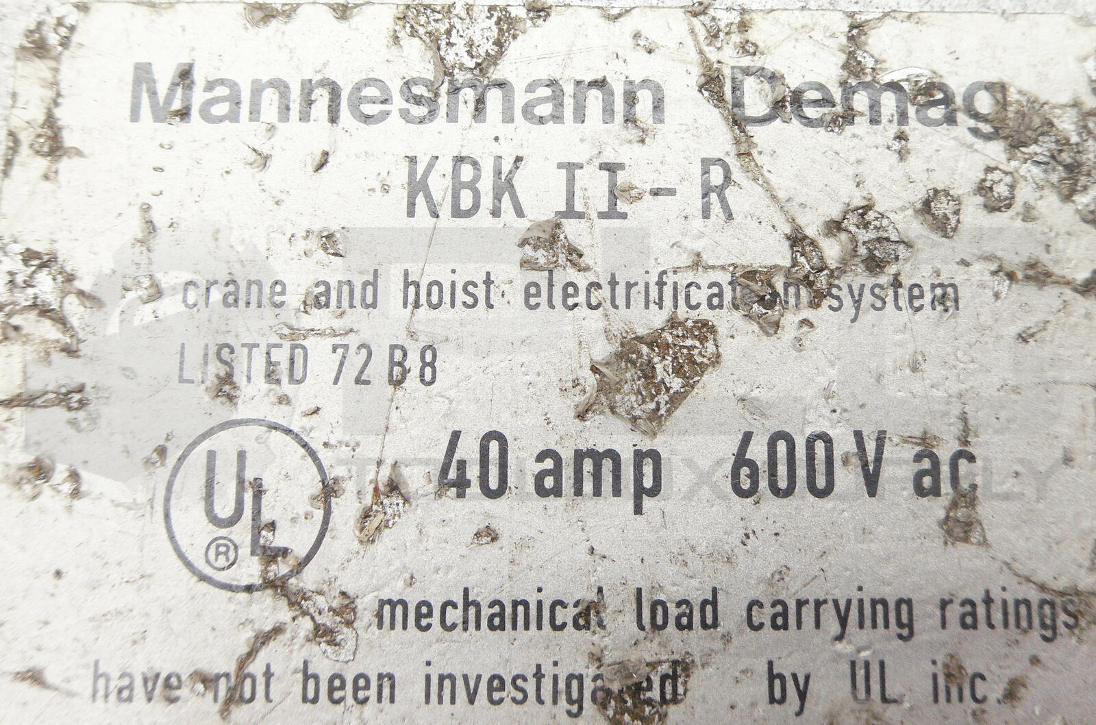 NEW MANNESMANN DEMAG KBK II-R CRANE HOIST ELECTRIFICATION SYSTEM 40A ...