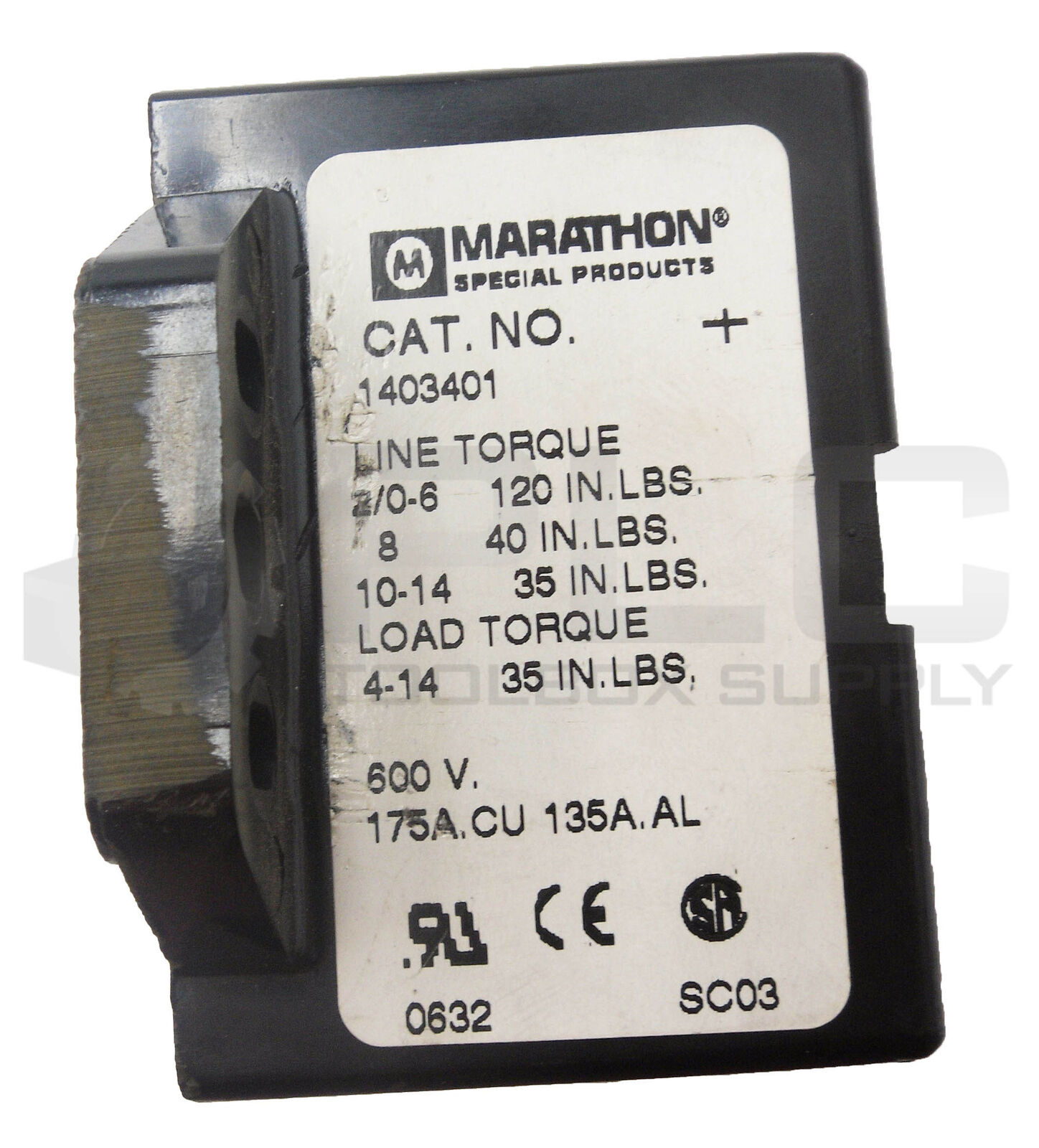 NEW MARATHON 1403401 POWER DISTRIBUTION BLOCK 175A 600V - PLC Toolbox Supply