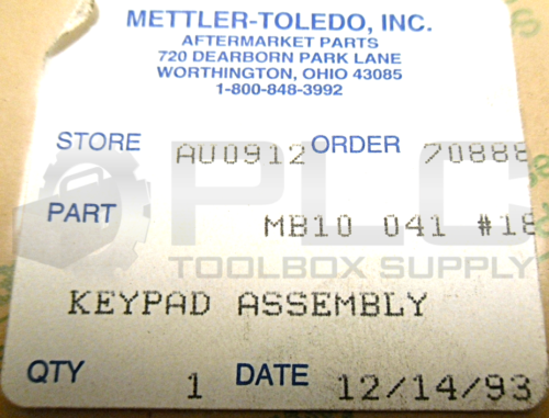 NEW METTLER TOLEDO MB10-041 SOFT KEYPAD ASSEMBLY - PLC Toolbox Supply