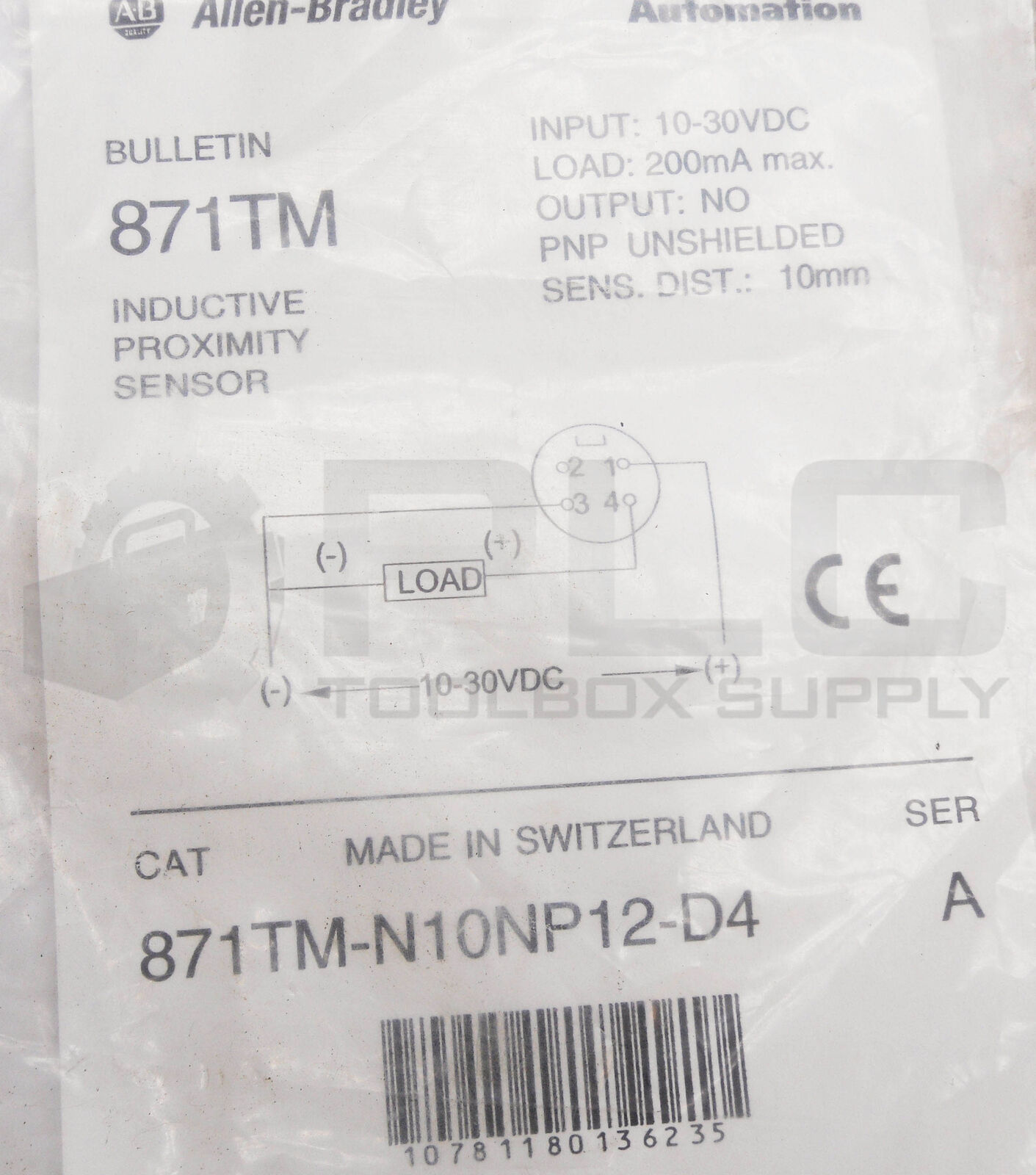 NEW ALLEN BRADLEY 871TM-N10NP12-D4 /A INDUCTIVE PROXIMITY SENSOR 10 ...