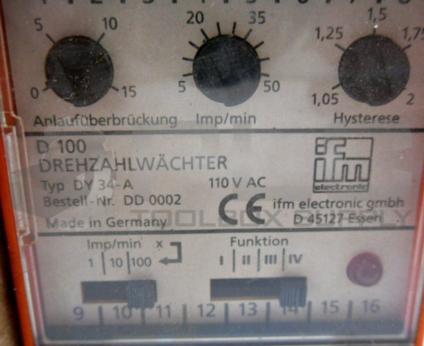 NEW EFECTOR IFM D100/DY34-A PULSE RATE ROTATIONAL SPEED CONTROLLER ...