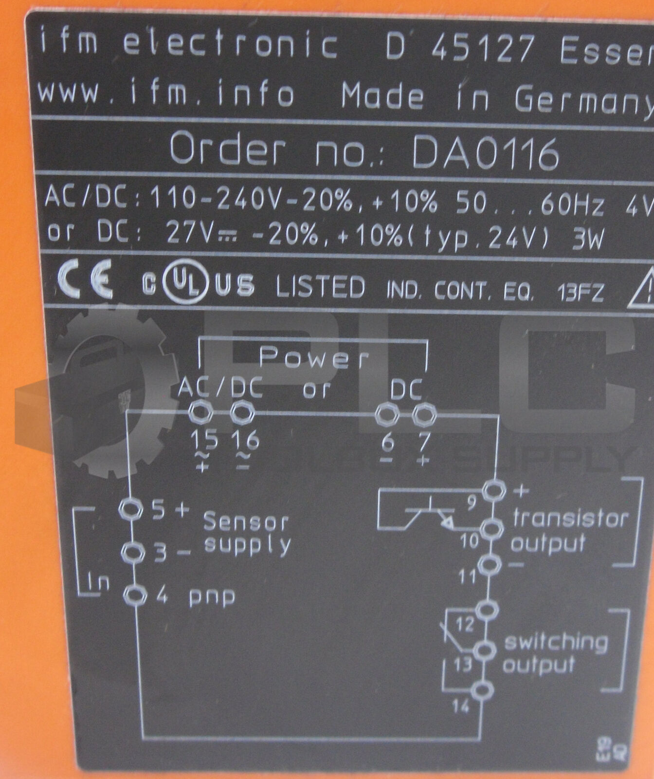 NEW IFM DA0116 STANDSTILL MONITOR 1RELAY-1TRANS OUT 110-230AC/DC - PLC ...