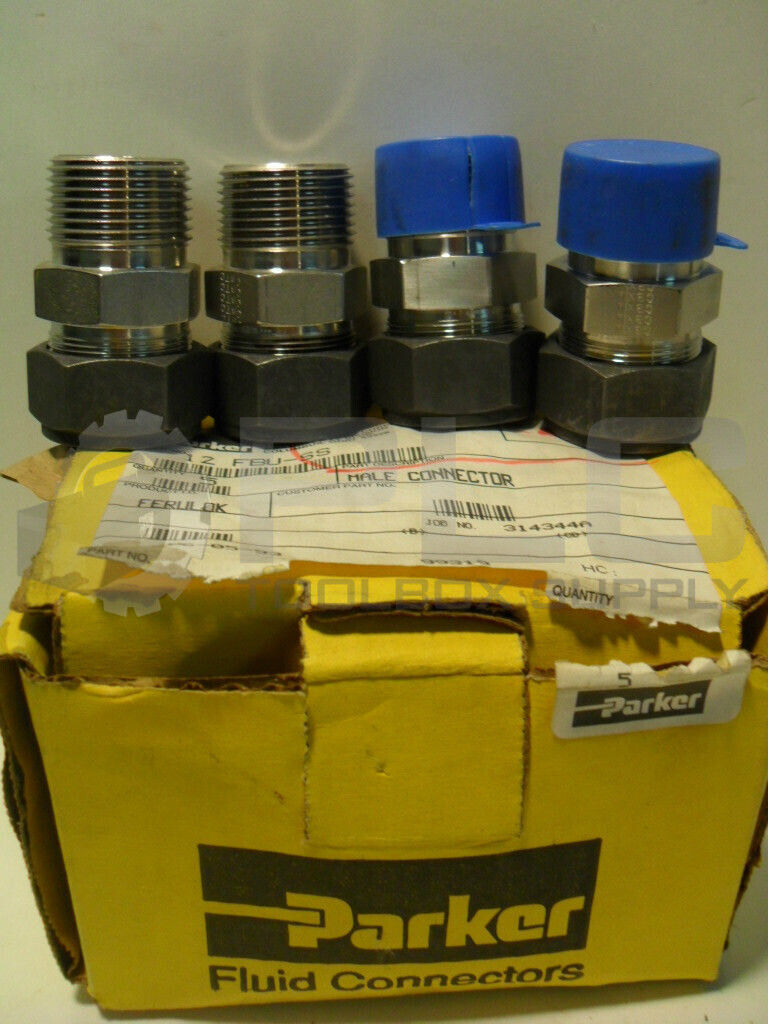 NEW PARKER HANNIFIN MALE CONNECTOR LOT OF 4 - PLC Toolbox Supply