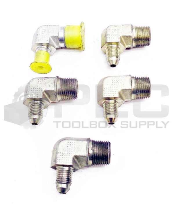 LOT OF 5 NEW PARKER 3/8" IN MALE 7/16" TAPERED MALE 90° ELBOW FITTING ...