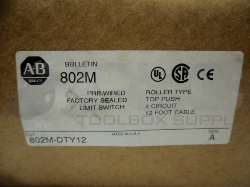 NEW ALLEN BRADLEY 802M-DTY12 /A PRE-WIRED LIMIT SWITCH 12' CABLE - PLC ...