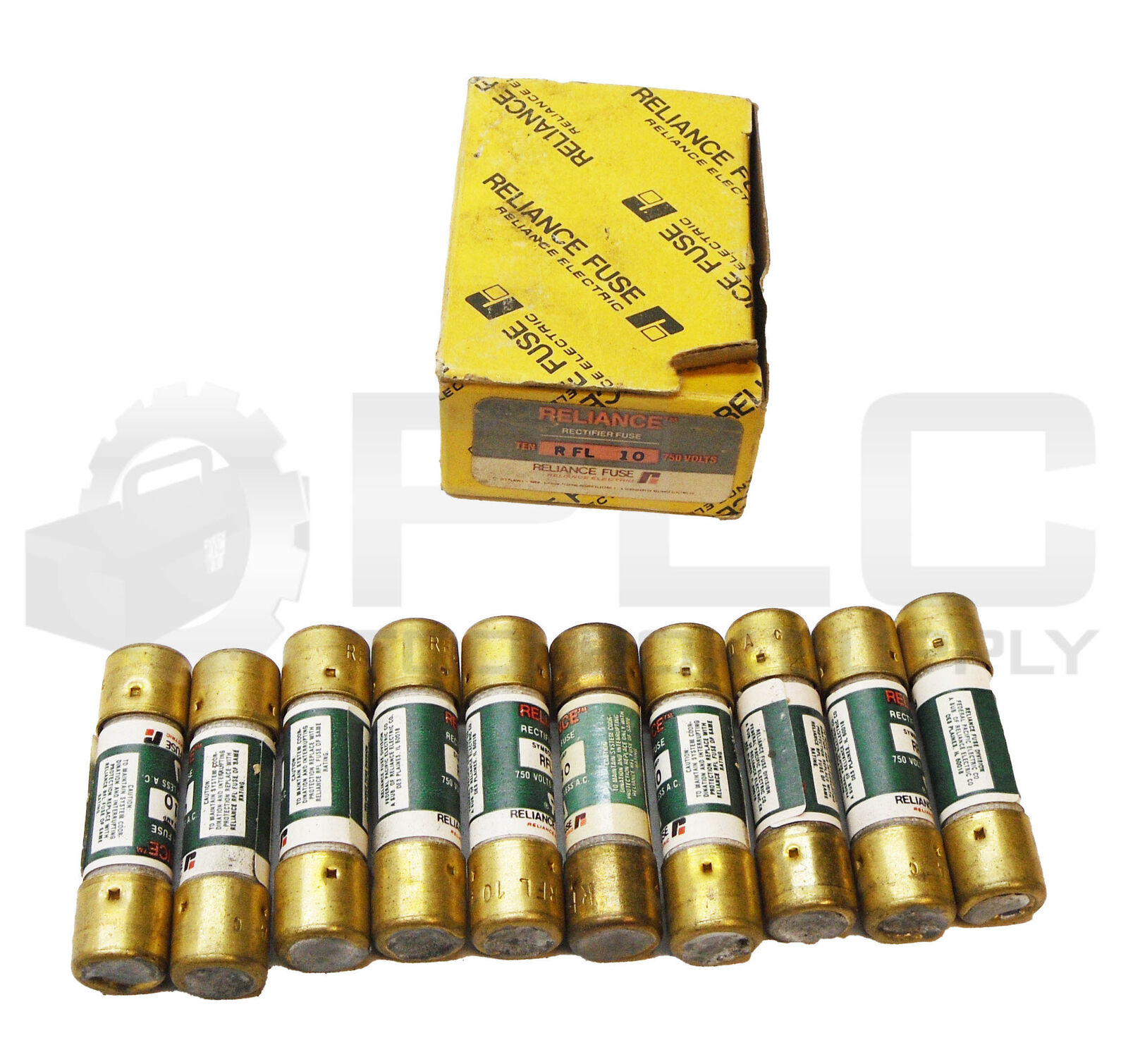 NEW BOX OF 10 RELIANCE ELECTRIC RFL-10 RECTIFIER FUSE 750V 10A - PLC ...